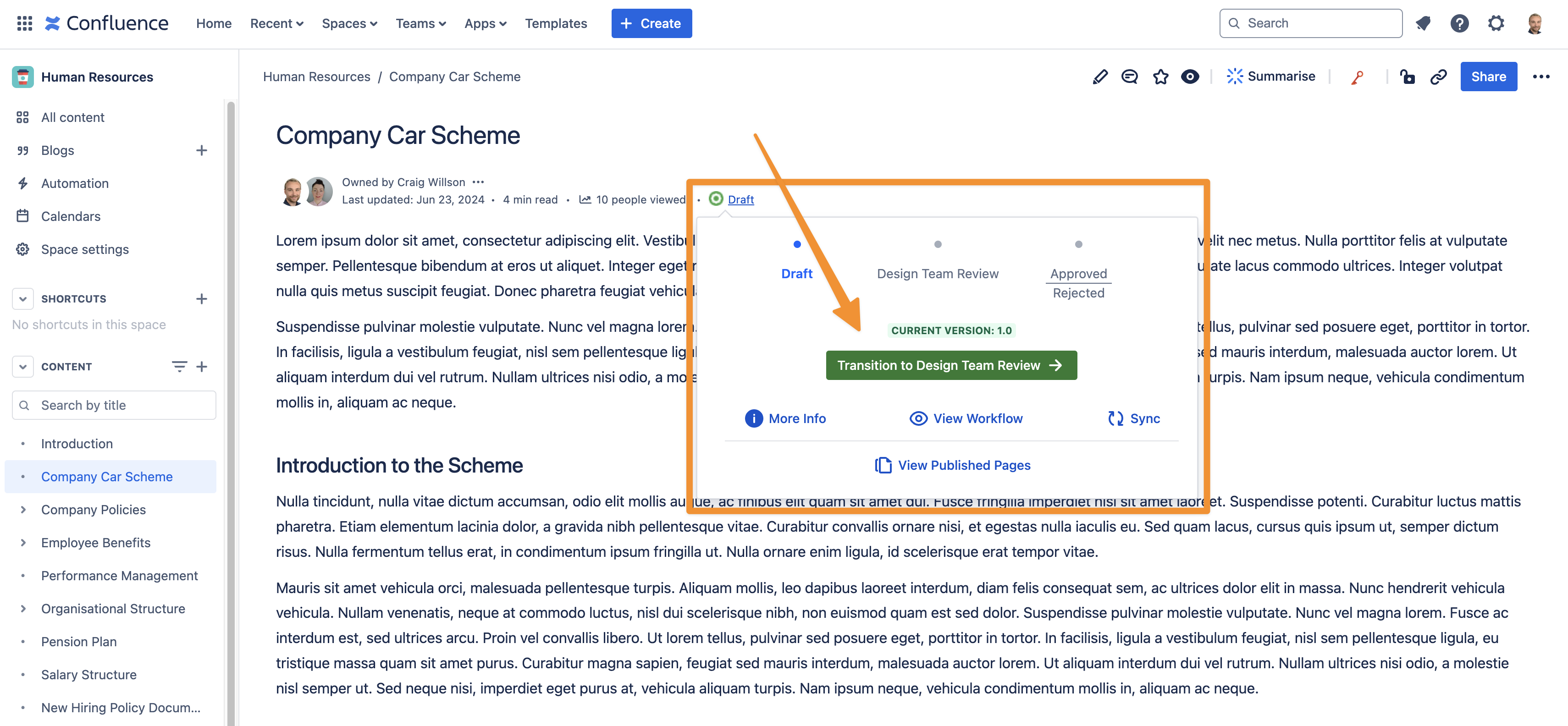 Content review and approval processes in Confluence