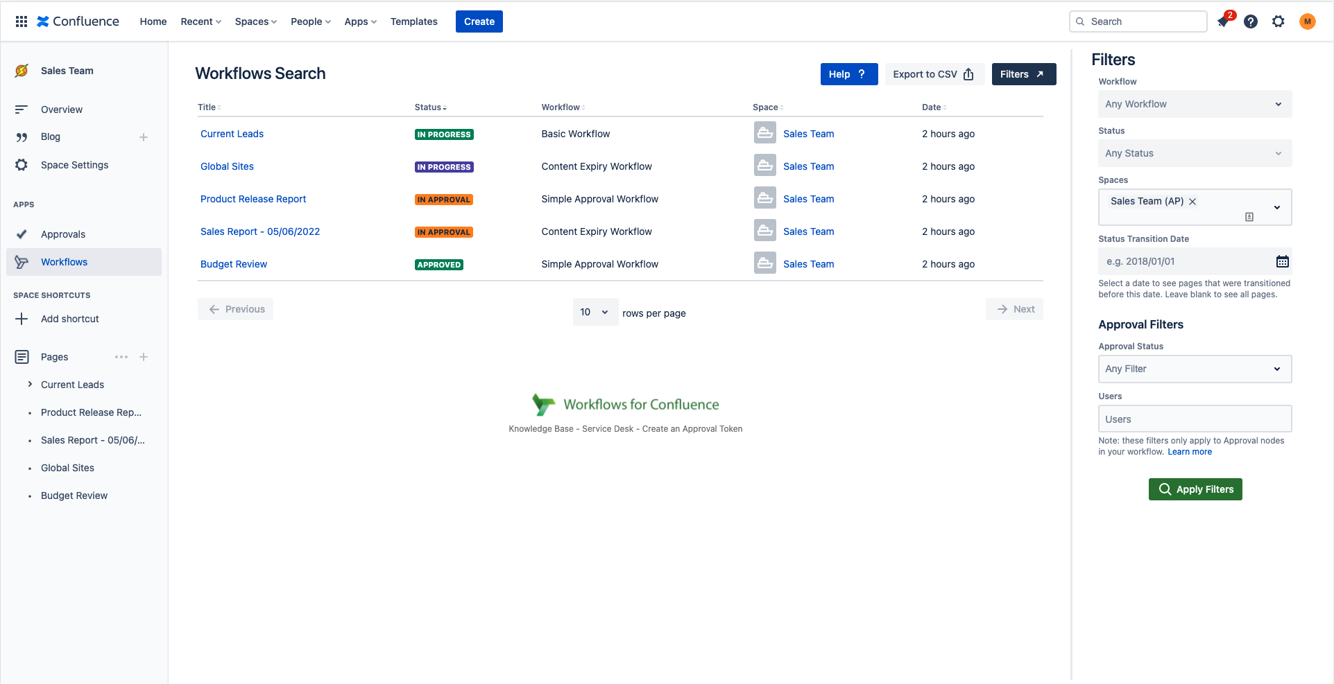Searching for Pages with Workflows