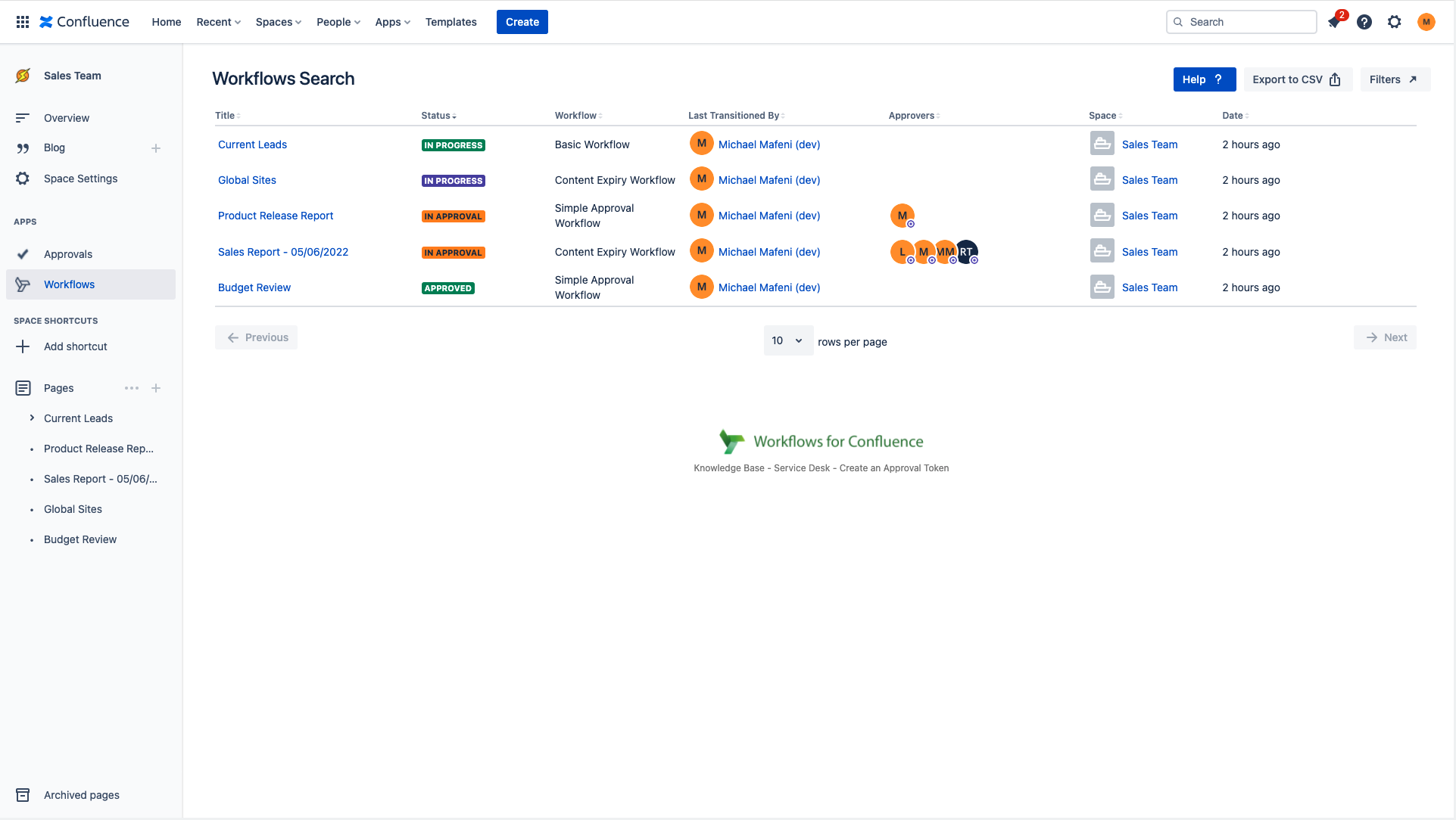 Searching for Pages with Workflows