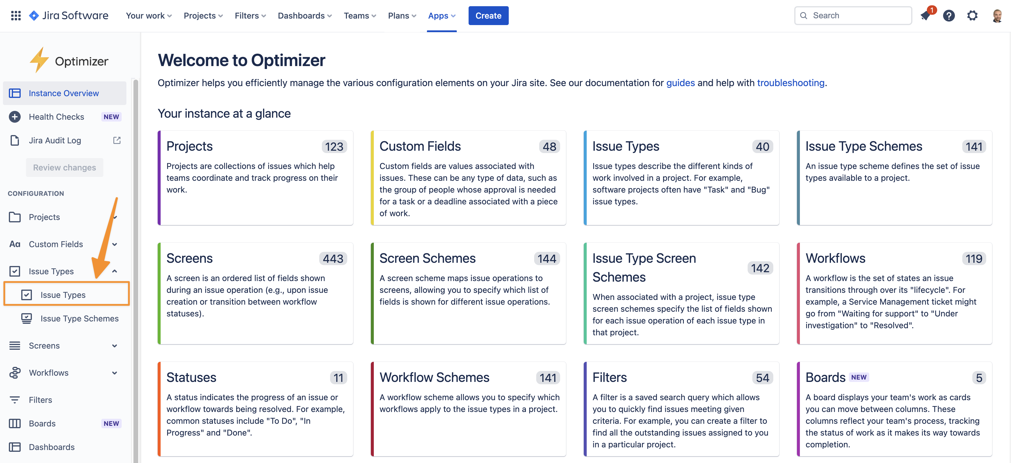 Issue Types Smart Table