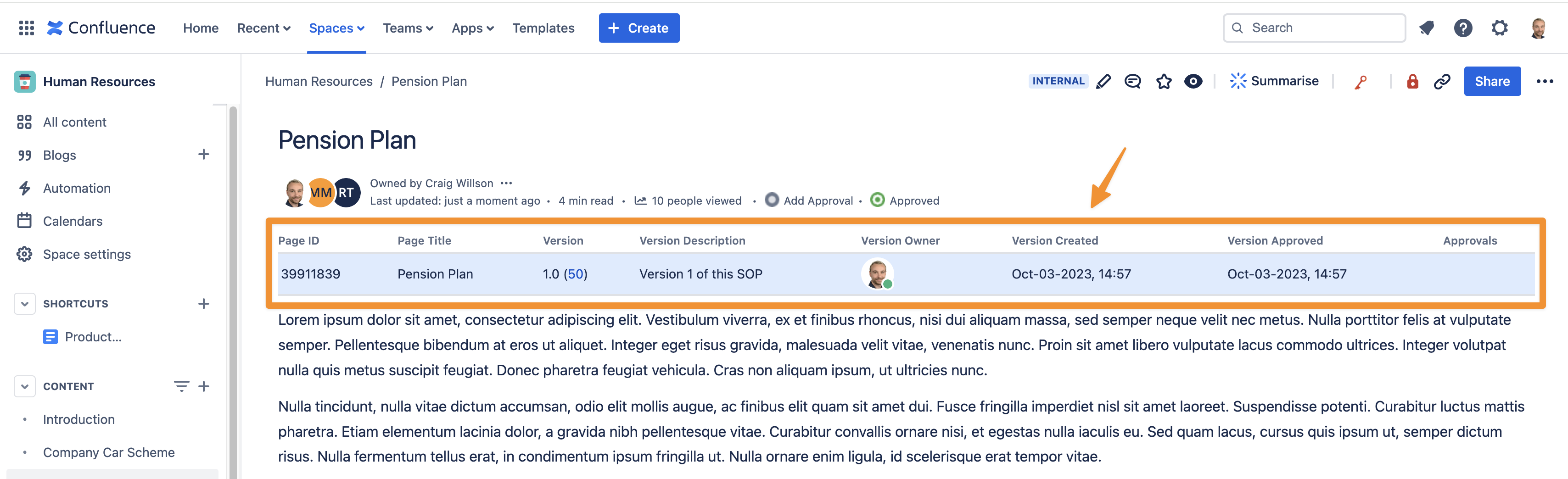 Workflows Document Control Table Macro